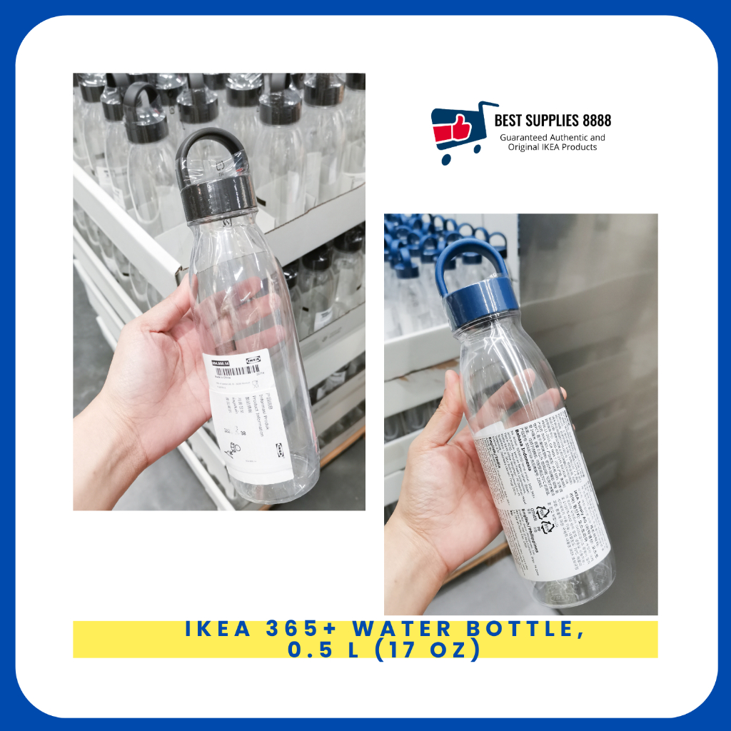 BestSupplies IKEA IKEA 365+ Water bottle, dark gray, blue 0.5 l (17 oz ...