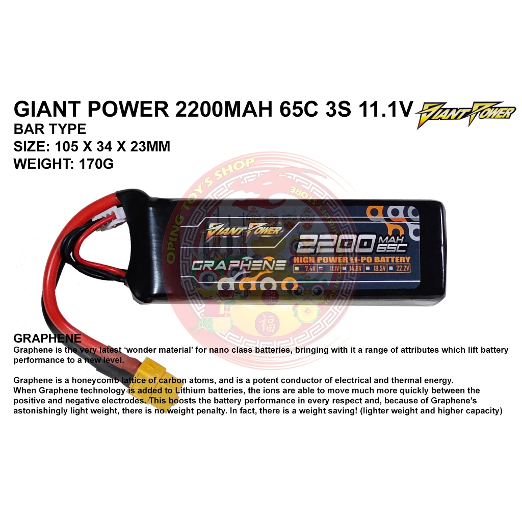 GIANT POWER GRAPHENE 2200mah 3S 65C BATTERIES | Shopee Philippines