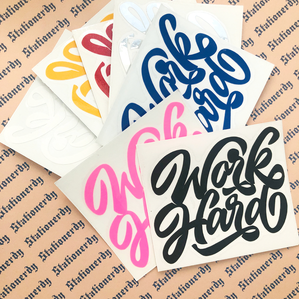 WORK HARD holographic spectrum Die-Cut Vinyl Sticker/Decal/car/motor ...