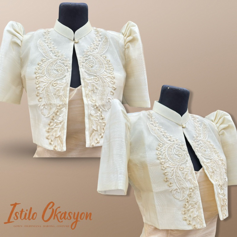 Filipiniana BOLERO w/ LINING Chinese Collar with Embroidery - Modern ...