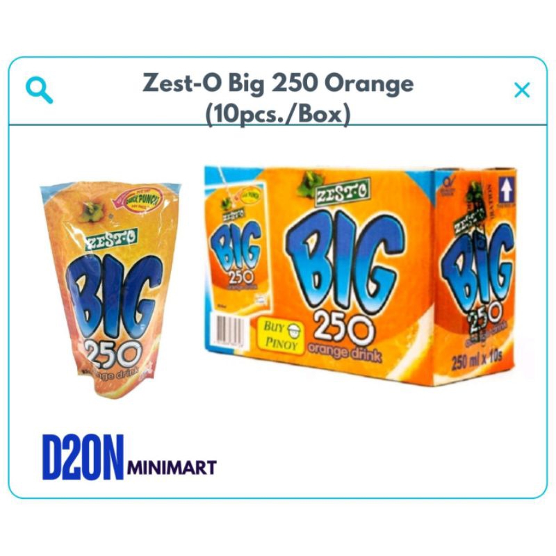 ZEST-O Big 250 ORANGE Healthy Juice Drink 250 ML X 10 pieces | Shopee ...
