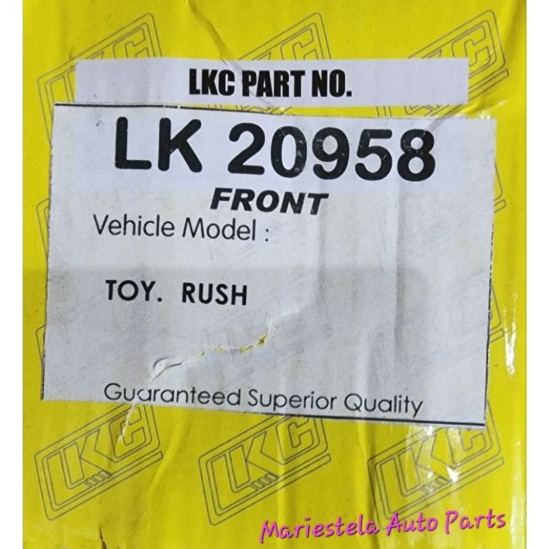 [ LK 20958 ] Brake Pad Front for Toyota Rush ( LKC Brand Malaysia ...