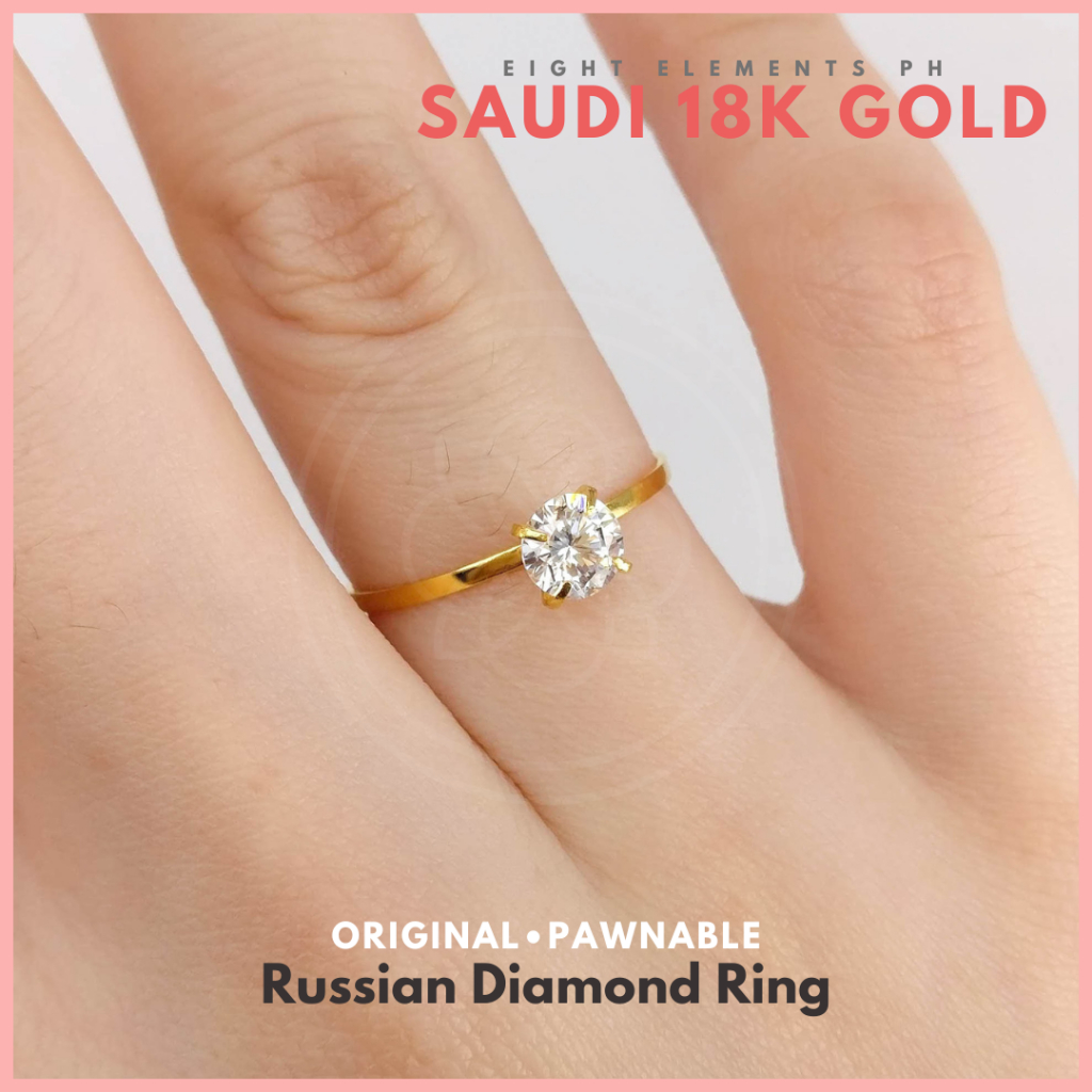COD PAWNABLE 18k Saudi Gold Minimalist Engagement Synthetic Russian ...