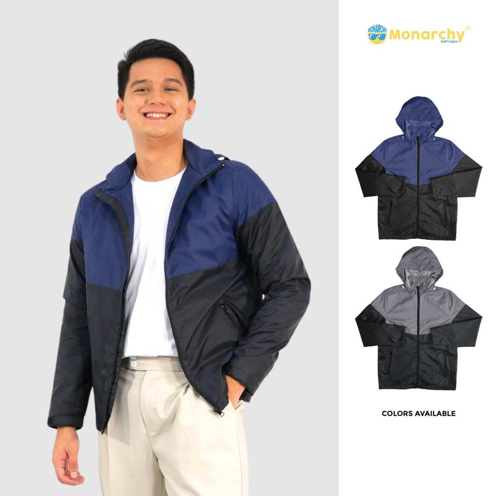 Monarchy Jacket with Hoodie Dark 2 Tones Raincoat Jacket Windbreaker ...