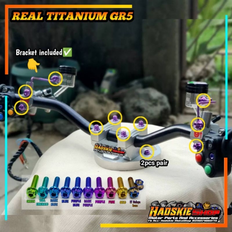 REAL TITANIUM GR5 NMAX V1 HANDLE BAR BOLTS SET WITH TANK BRACKET AND ...
