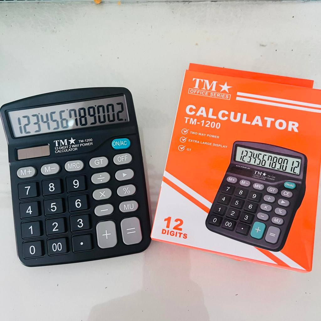 TM OFFICE SERIES Two way Power Extra Large Display Calculator 12 DIGITS TM-1200 | Shopee Philippines