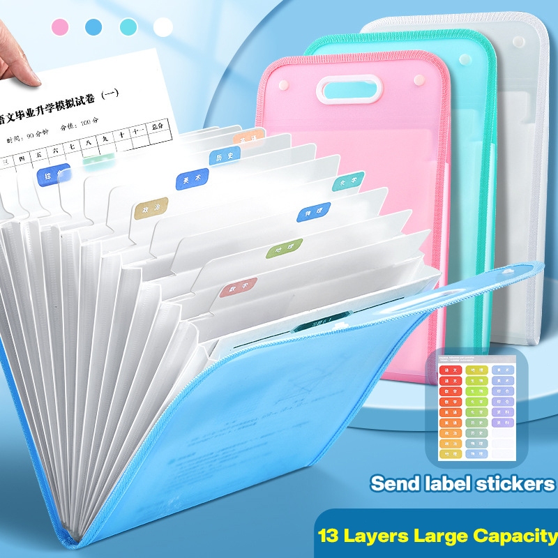 A4 Folder File Organizer with Handle Expanding File Folder 13 layer ...