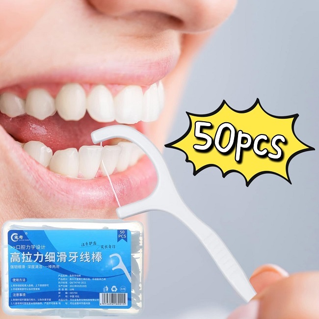 Clean Oral care Dental Floss flosser pick 50pcs/set Toothpicks | Shopee ...