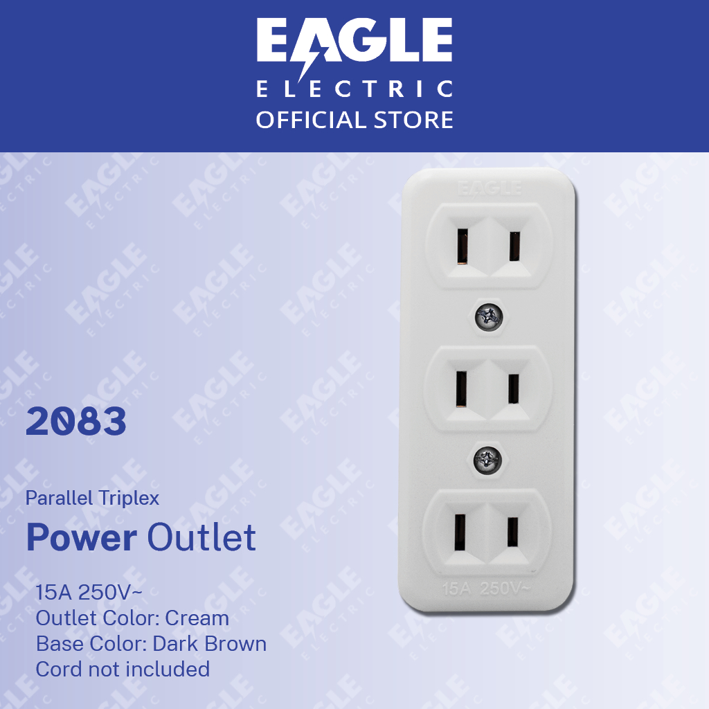 EAGLE 2083 Parallel Triplex Power Outlet 15A 250V~ EEPH Cream Brown ...