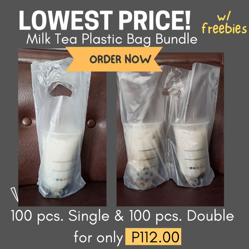 Milk Tea Plastic Bag for Take-out Single and Double Carrier | Shopee ...