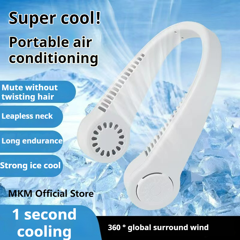 Wireless hanging neck fan 1200mAh portable neck fan bladeless USB ...