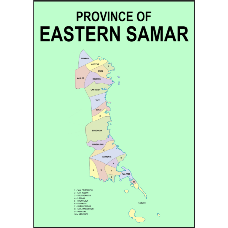 Eastern Samar Province Map Waterproof A4 Laminated Chart | Shopee ...