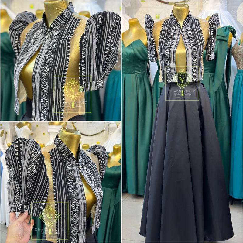 Bolero Modern Filipiniana Ethnic inabel and skirt for graduation oath ...
