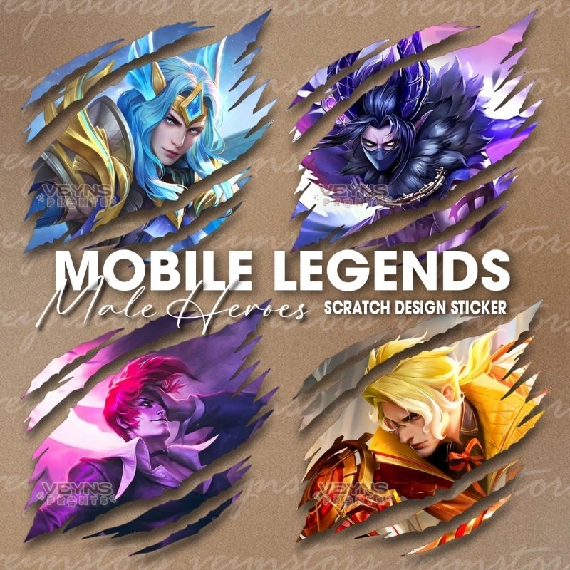 MOBILE LEGENDS MALE HEROES ML LOGO SCRATCH DESIGN WATERPROOF VINYL ...