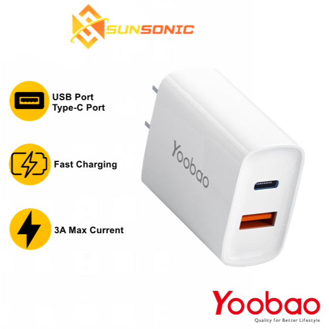 Yoobao Yad-C006b 2 In 1 Type-C And Usb-A Port Fast Charging Power ...