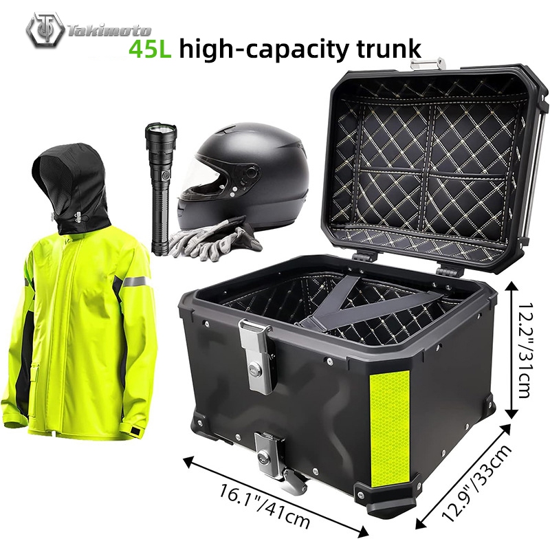 TAKIMOTO MOTORCYCLE TOP BOX 45L UNIVERSAL MOTORCYCLE PLASTIC TAIL BOX ...