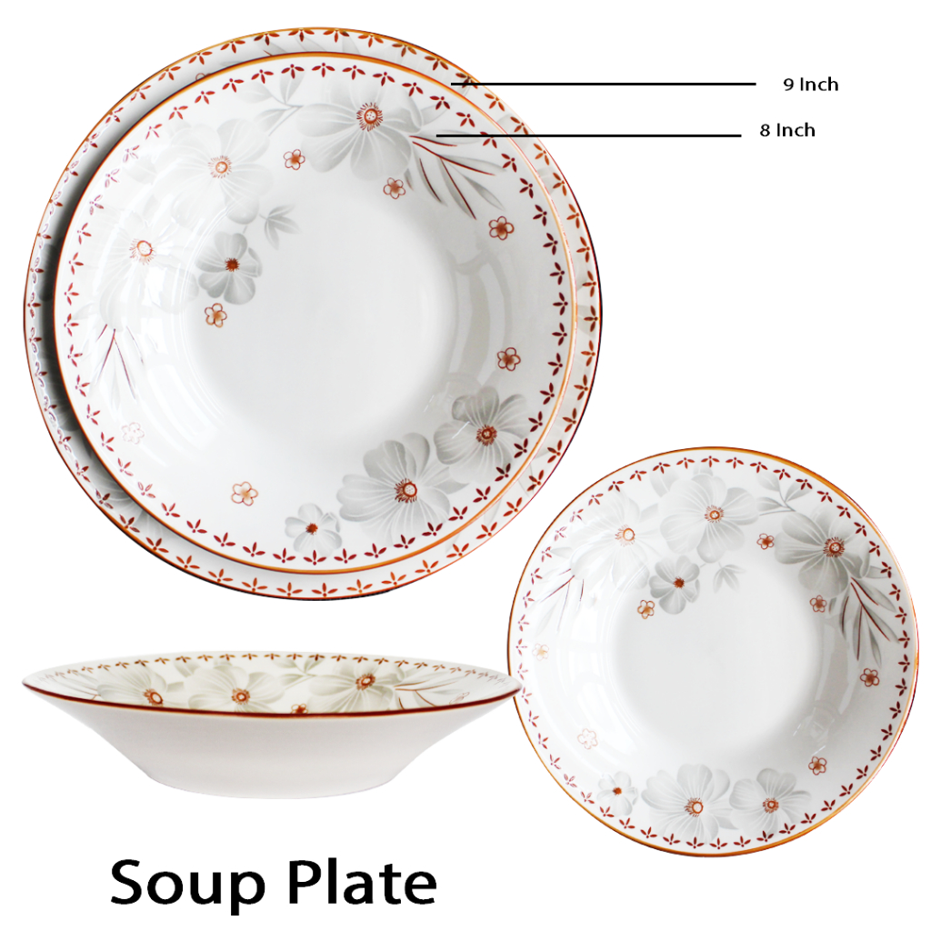 4pcs set Daisy Brown porcelain dinnerware Plates, Bowls pink flower ...