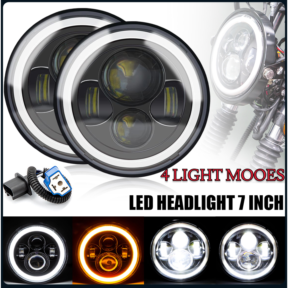 Car Headlight 7 Inch H4 24V LED Car Light DRL Angle Eyes 15000-30000LM ...