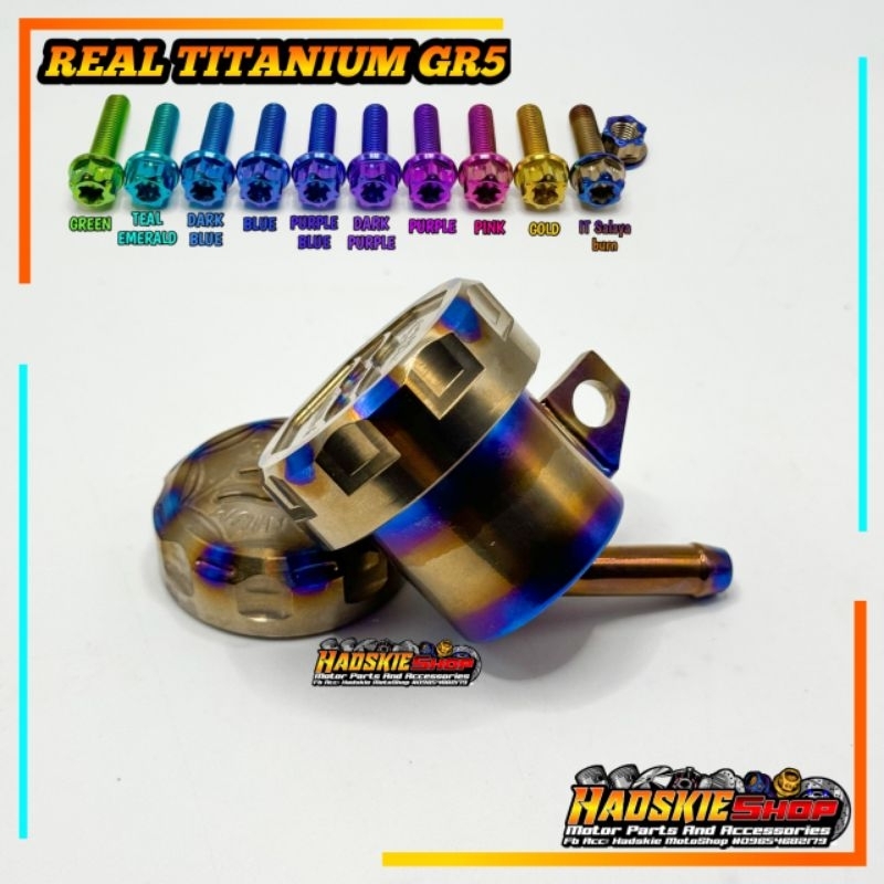 REAL TITANIUM GR5 BRAKE FLUID TANK WITH CAP "IT SALAYA BURN" UNIVERSAL ...
