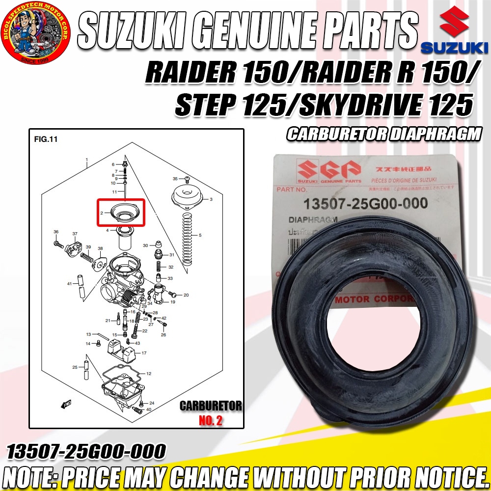 RAIDER 150/RAIDER R 150/STEP 125/SKYDRIVE 125 CARBURETOR DIAPHRAGM (SGP ...