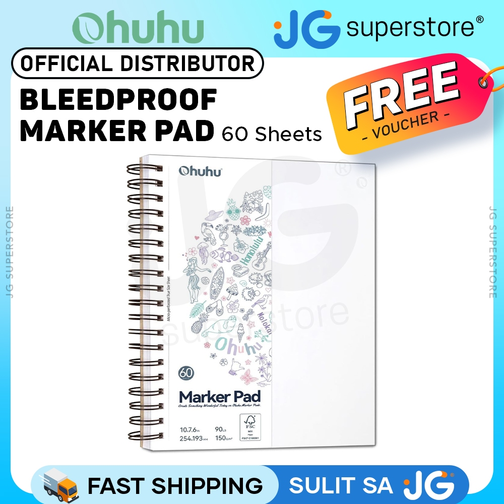 Ohuhu Marker Pads 60 Sheets Double-Sided Bleedproof Pages Acid-Free ...