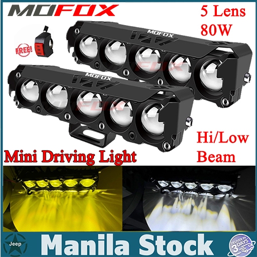MOFOX P5 Laser Gun Mini Driving Light 80W Dual Color High/Low Auxiliary ...