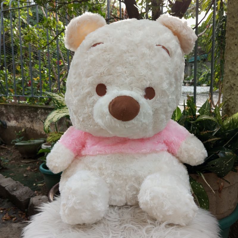 DISNEY White Winnie The Pooh Rose Pattern Pink Shirt Plush Toy | Shopee ...