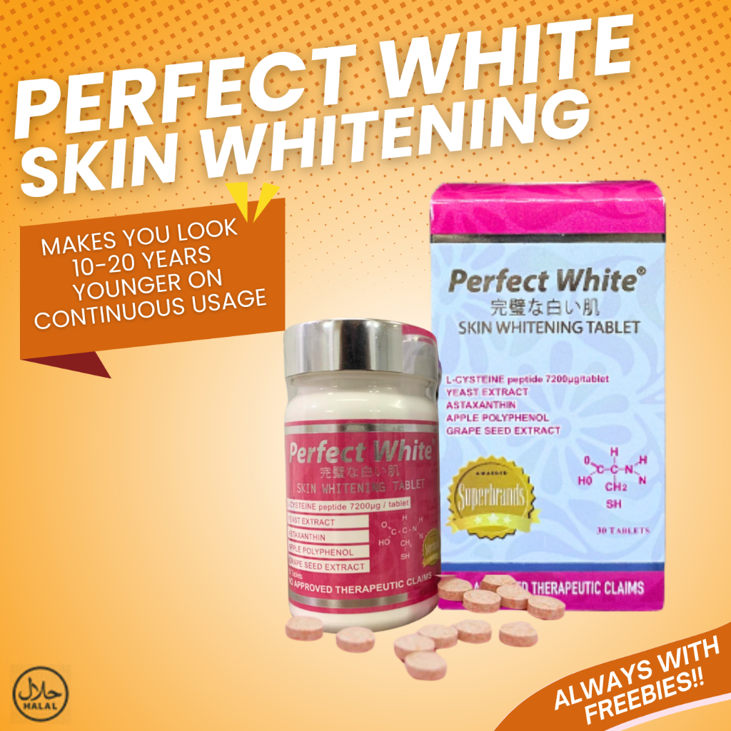 Perfect White (Skin Whitening Tablet) I Always with Freebies! | Shopee ...