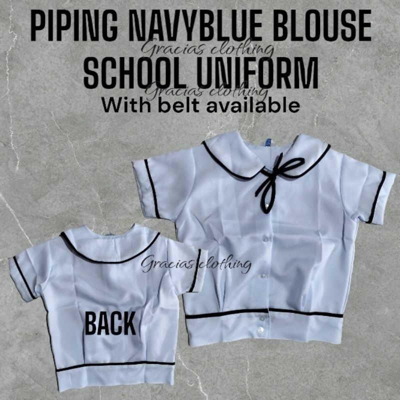 NAVYBLUE PIPING BLOUSE/ BLOUSE PIPING SCHOOL UNIFORM/ BLOUSE PIPING ...