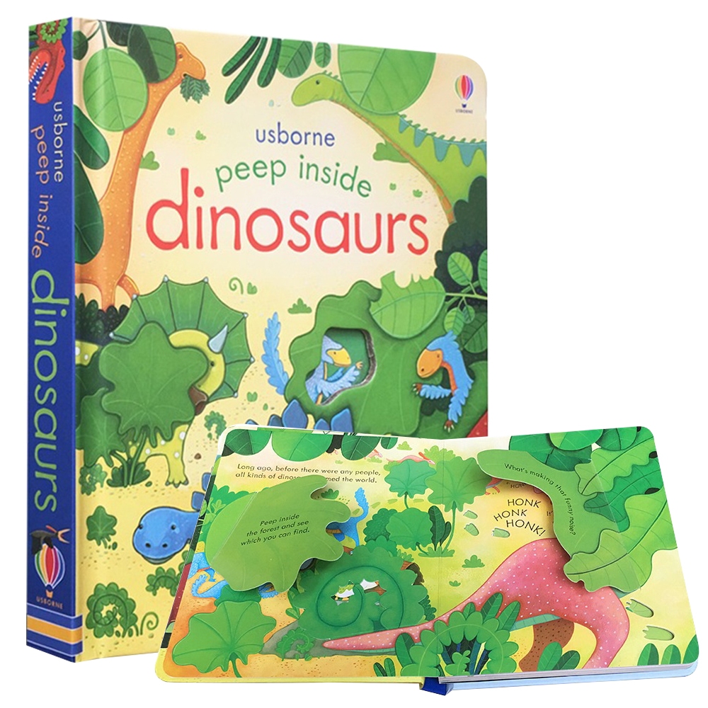 Usborne Peep Inside Dinosaurs English Educational Book 3D Flap Picture Books for Kids | Shopee ...