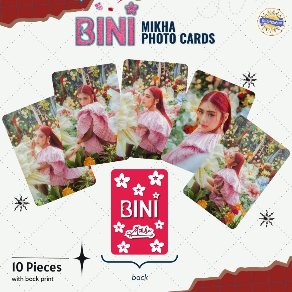 5 pcs BINI Mikha B2B back-to-back laminated photocards photo card ...