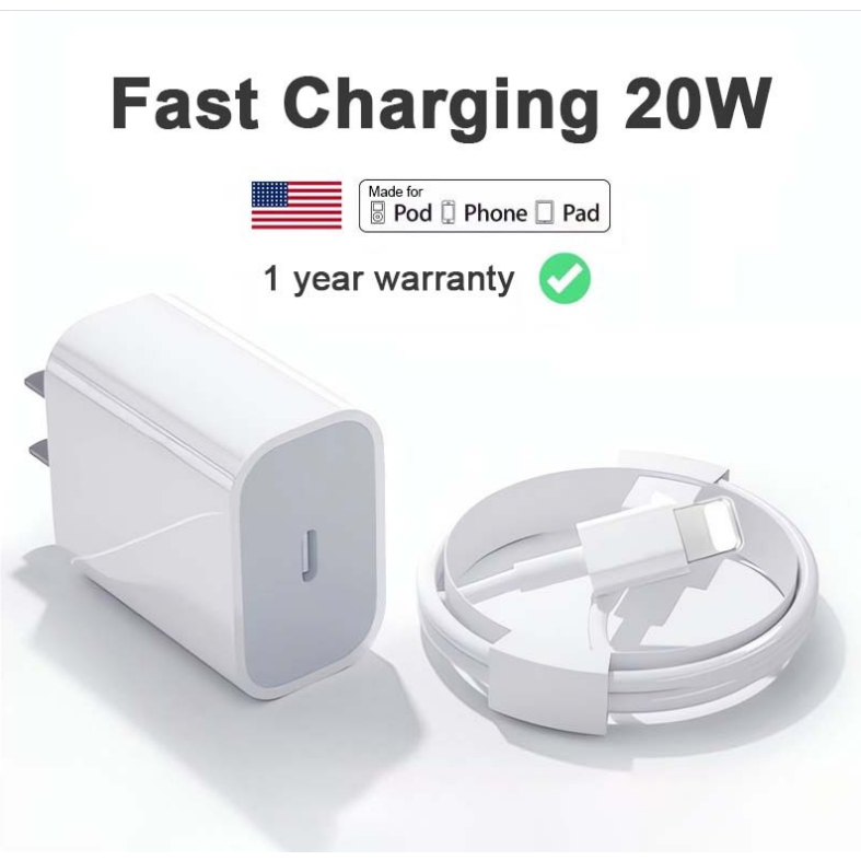20W FAST Charger Power Adapter USB-C to Cable Fast Charger for iP 6/7/8 ...