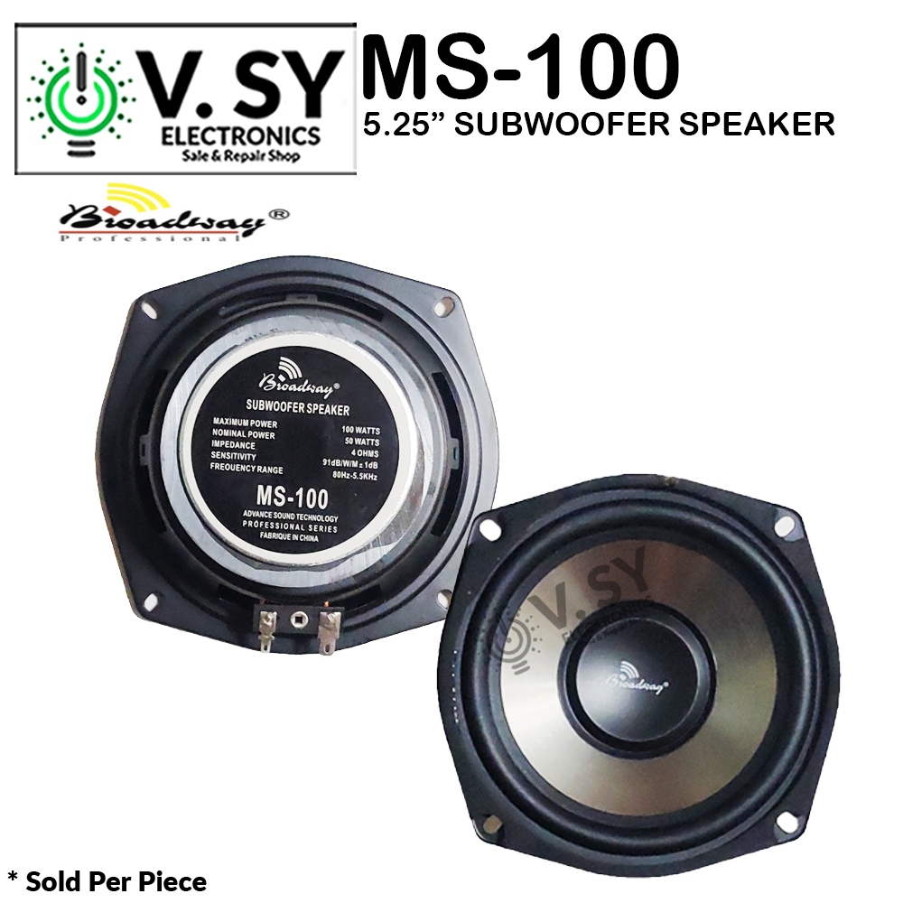 Broadway MS-100 5.25" 100W Subwoofer Speaker | Shopee Philippines