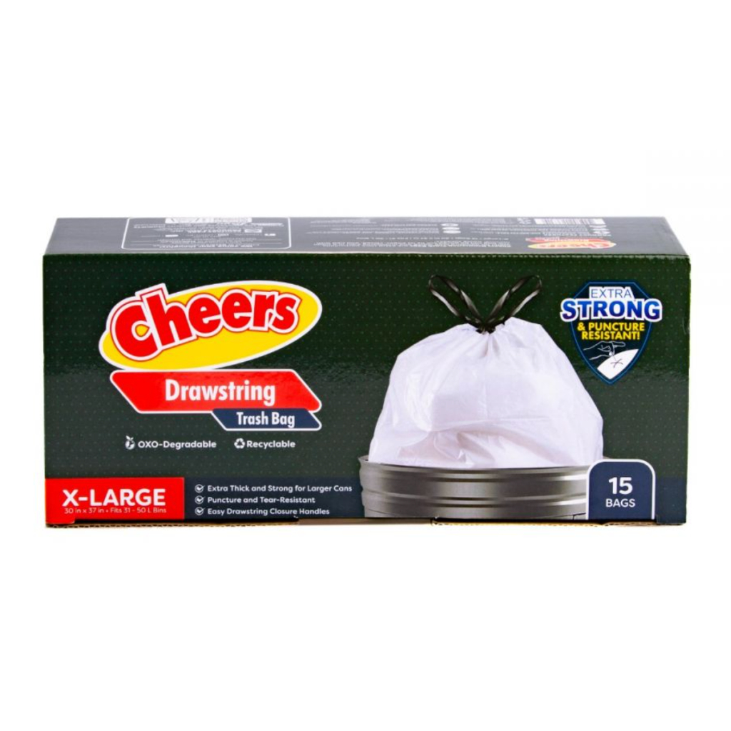 Cheers Extra Large Drawstring Trash Bag - 15 Bags (1 Box) | Shopee ...