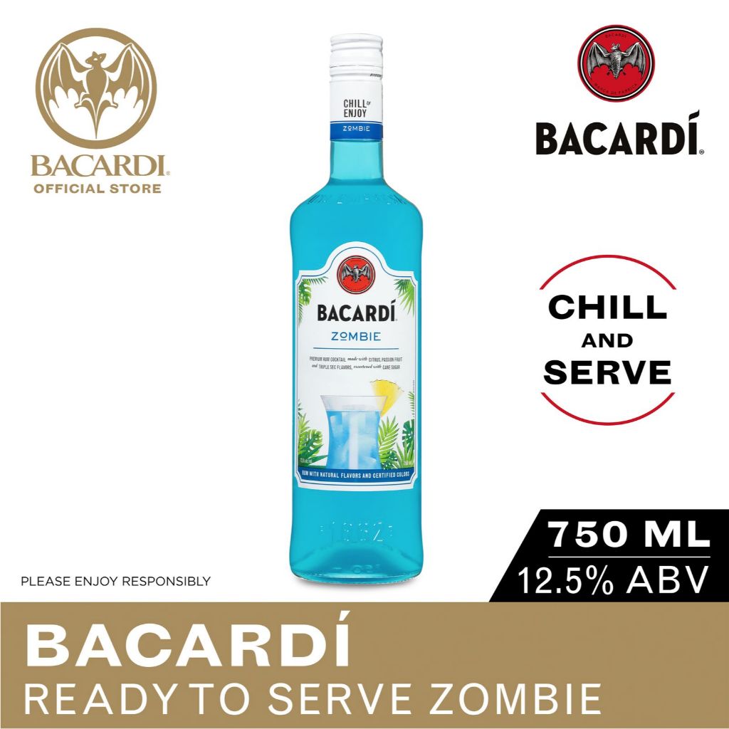BACARDI Zombie Ready to Serve Premium Rum Cocktail - 750ml / 75cl, 12.5 ...