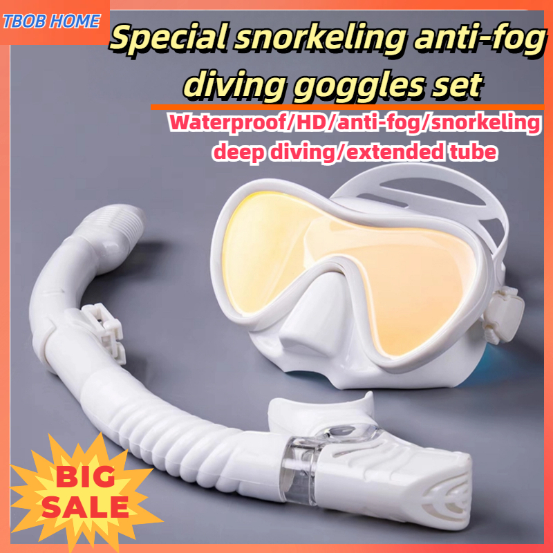Snorkeling kit Swim goggles Snorkel anti-fog silicone toughened glass ...