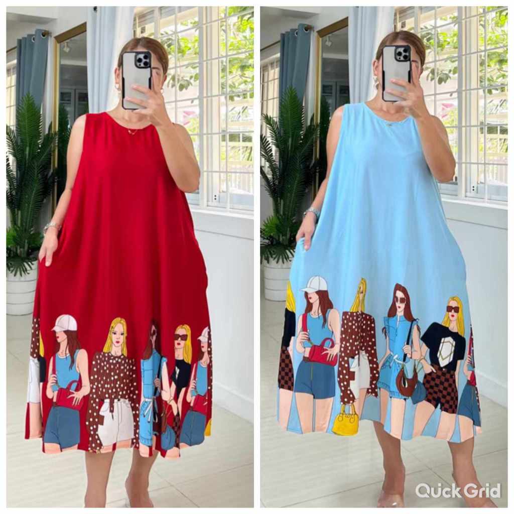 LARGE-3XL plus size FLOWY BALOON DASTER DRESS /pambahay PAMBUNTIS ...