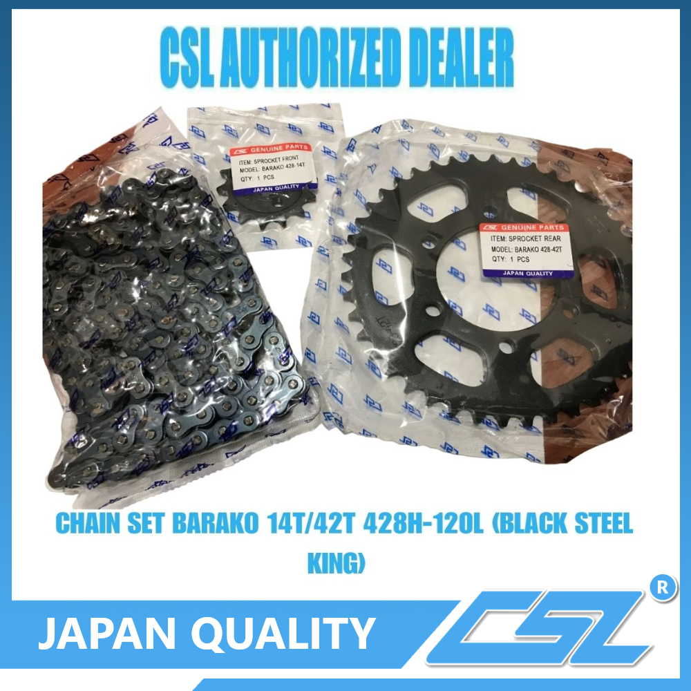 CSL Chain Set Sprocket SET GOLD BLACK Kawasaki Barako 14T-45T-428-120L ...