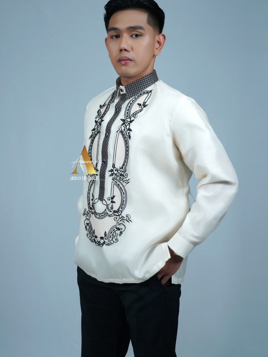 AQUINO'S ARTISAN EMBROIDERY Barong Tagalog for Men Piña Organza ...