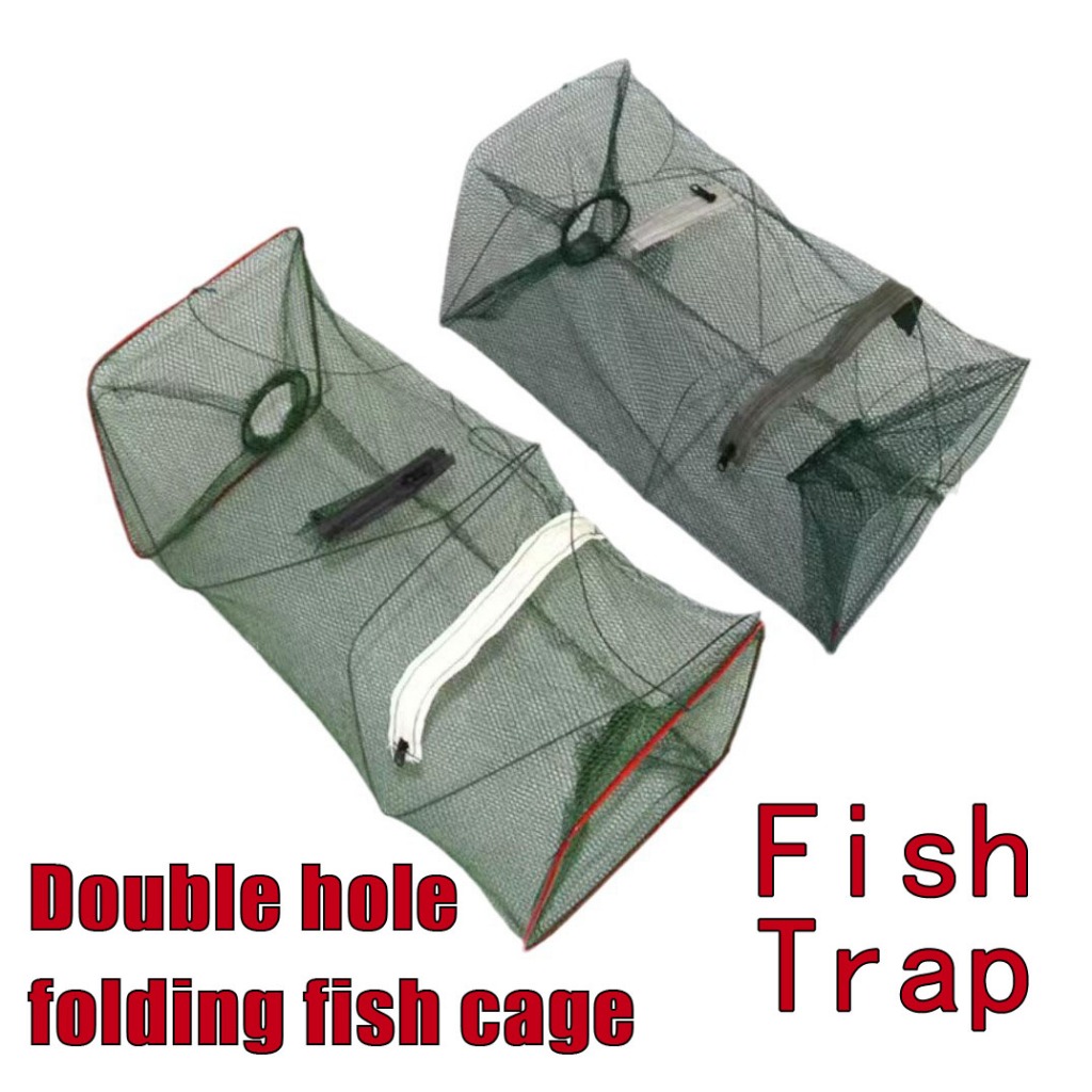 Fish Trap Double Hole Fish Cage Portable Small Fishing Net Foldable ...