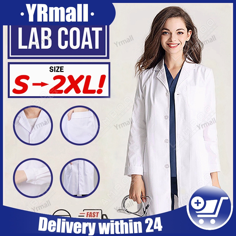 Lab Coat Lab Gown Long Sleeve White Laboratory Gown for Men Women ...