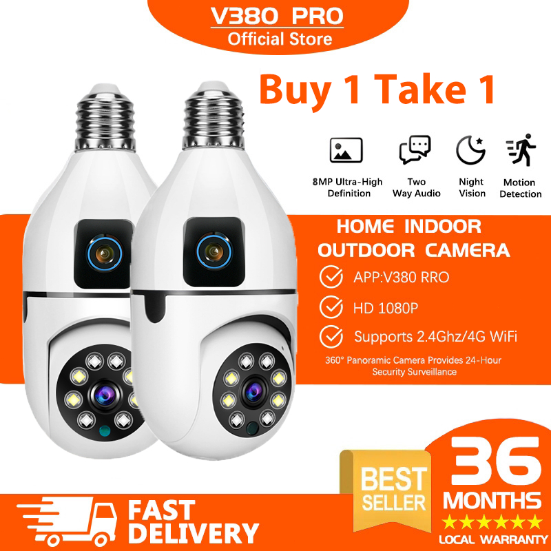 Buy 1 Take 1 V380 Blub Dual Lens CCTV Camera 8MP+8MP 5G No WIFI Needed ...