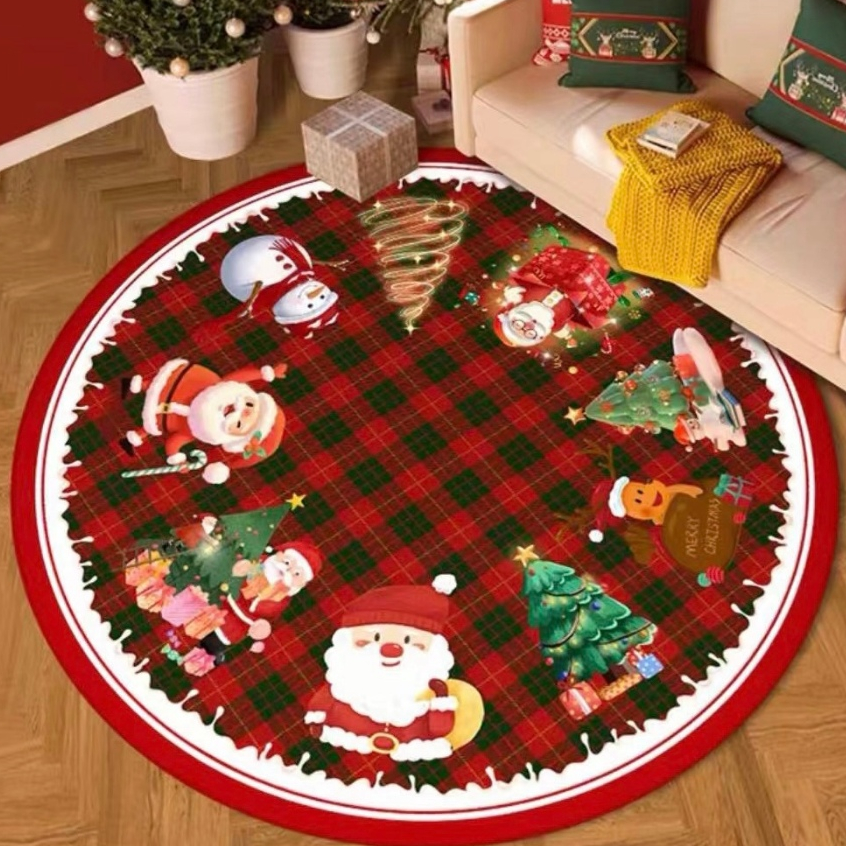 Christmas Carpet Round Carpet Computer Swivel Chair Mat Christmas Tree ...