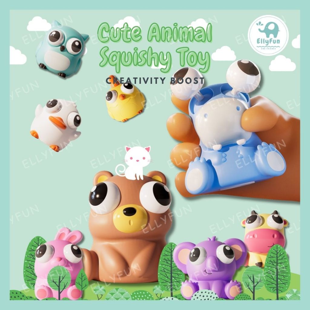 ELLYFUN Cute Pets Popping Eye Toy Stress Reliever Animal Squishy Toy ...