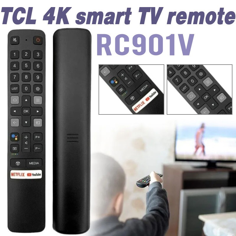 TCL Remote Control Universal RC901V 4K Smart TV Remote Control 65C728 ...