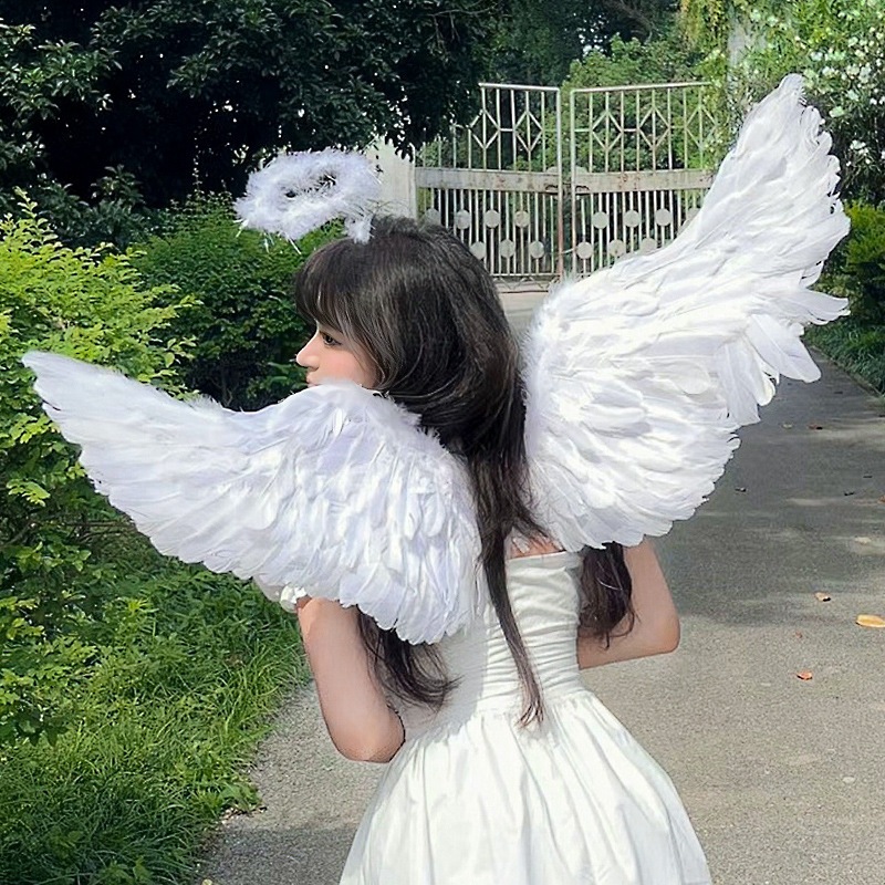 Kids Angel Wings, Halo and Fairy Wand Angel Costume Feather Wingsare ...