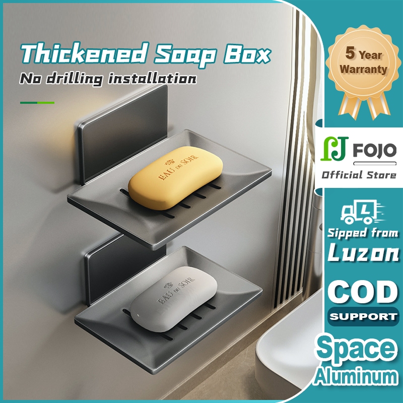 【FOJO】Space Aluminum Soap Holder Bathroom Shower Soap Drain Rack Soap ...