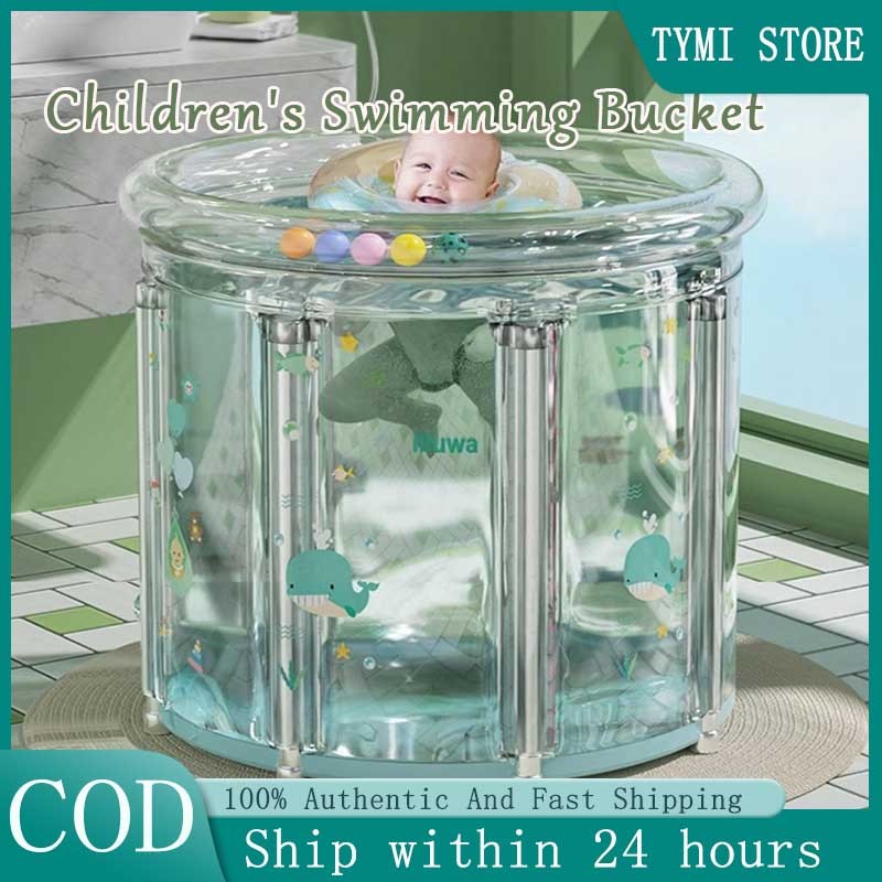 Transparent Swimming Bucket Baby Kids Collapsible Bathtub Pool Bucket ...