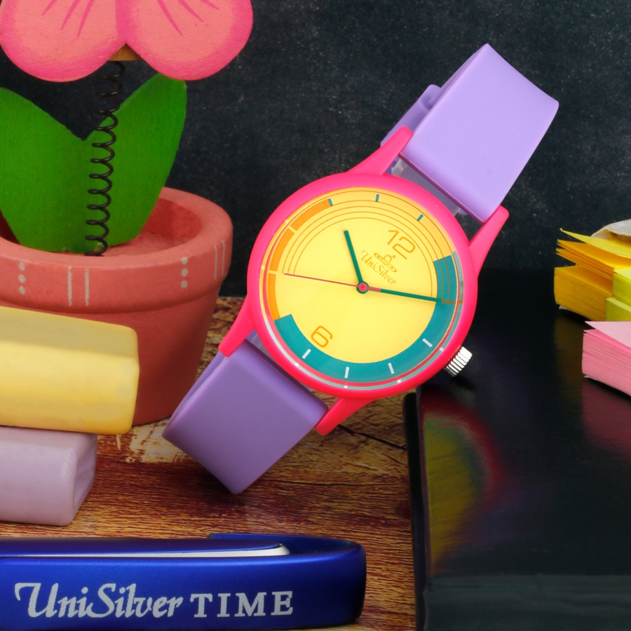 UniSilver TIME Women's Purple/Pink/Yellow Analog rubber watch KW4877 ...