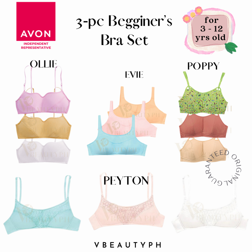 AVON Peyton or Evie or Poppy or Ollie 3-pc Beginner’s Bra Set for 3 to ...